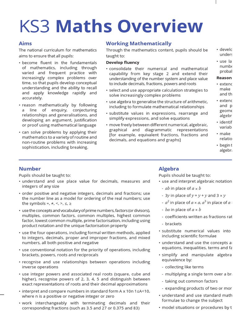 KS3 Maths Overview | Download Free PDF | Factorization | Triangle