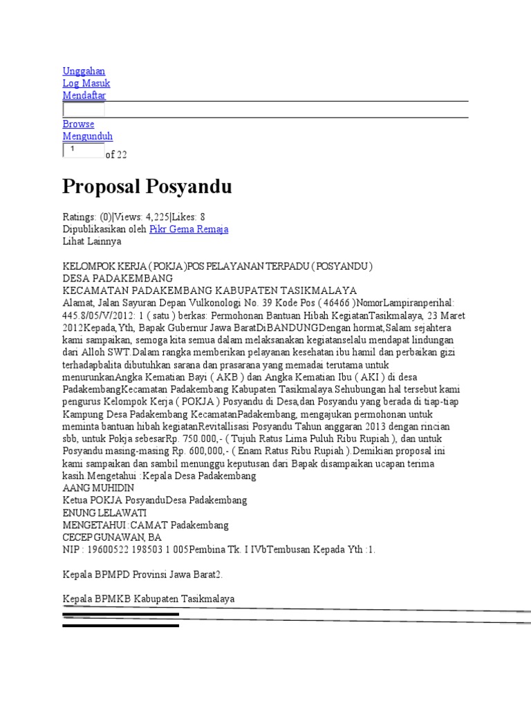 Contoh Proposal PMT Yandu | PDF