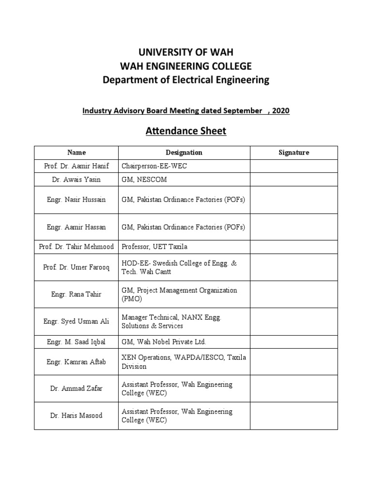 University of Wah Wah Engineering College Department of Electrical ...