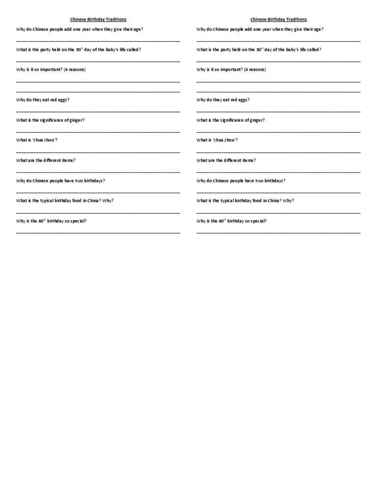 Chinese Birthday Traditions Chinese Birthday Traditions: TH TH | PDF ...