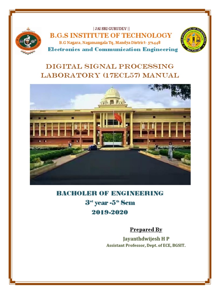 Vtu DSP Lab Manual (17ecl57,18ecl57) | PDF | Discrete Fourier Transform | Sampling (Signal ...