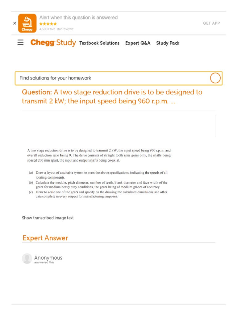 A Two Stage Reduction Drive Is To Be Designed To T... | PDF