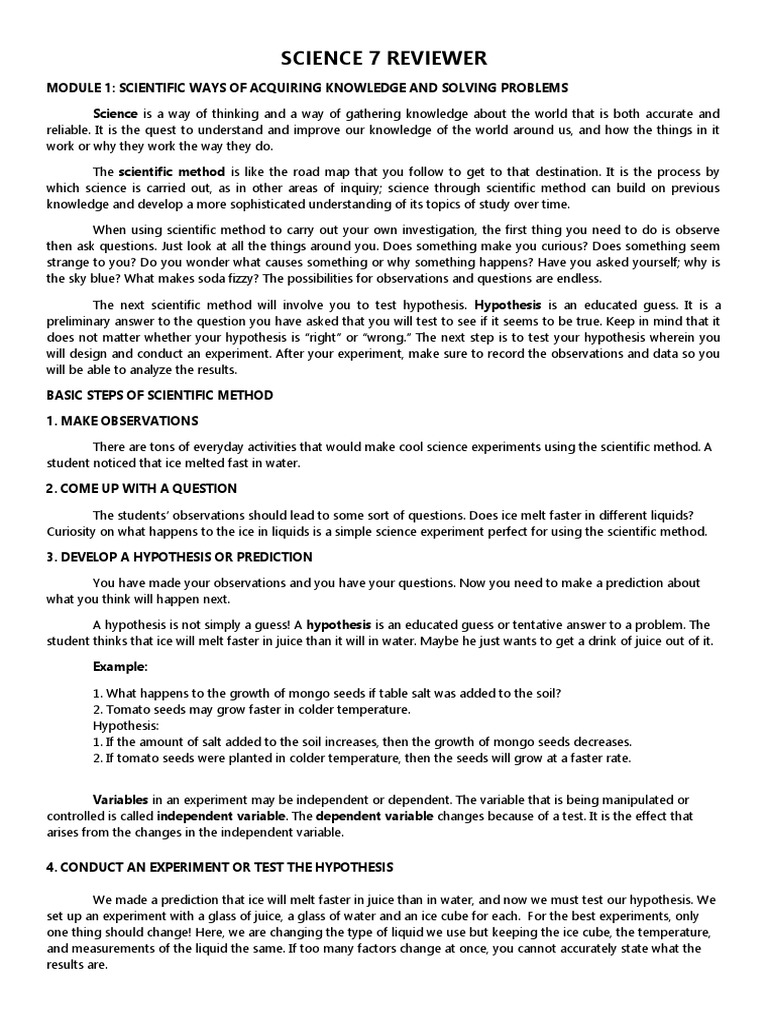 Science 7 Reviewer | PDF | Solution | Mixture