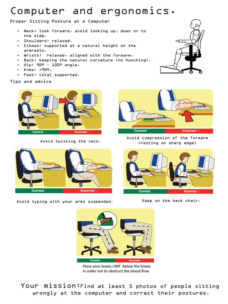 Proper Computer Posture and Ergonomics Tips | PDF