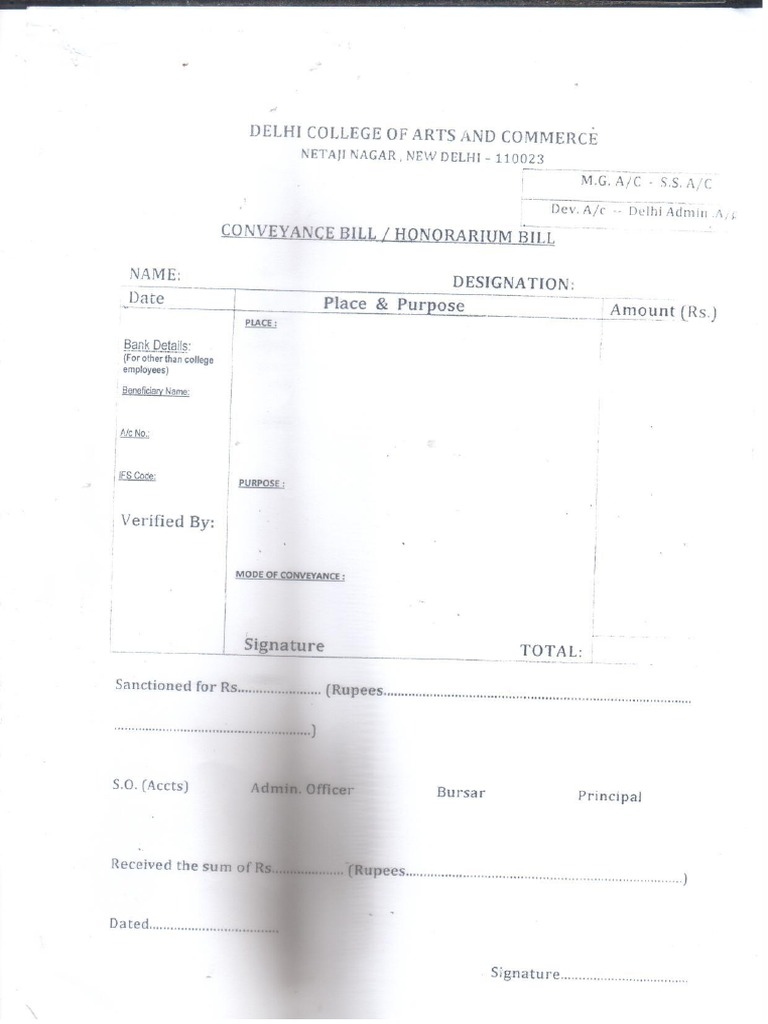 Conveyance Bill Form | PDF