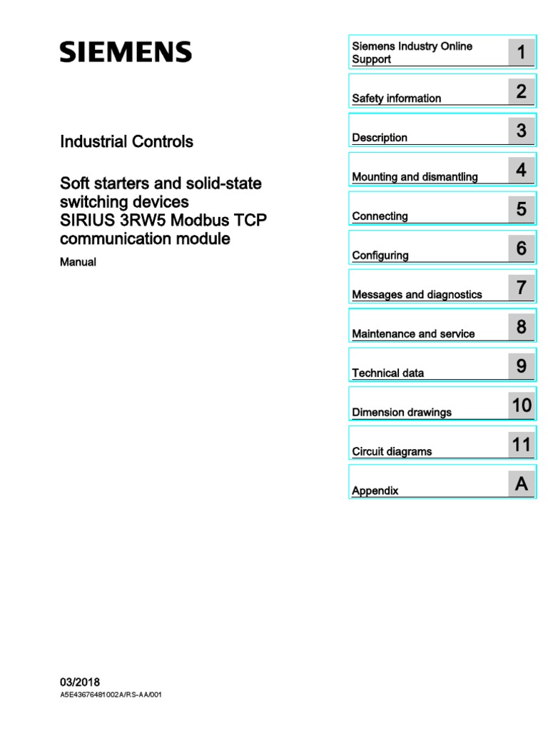 Manual Modbus TCP Communication Module 3RW5 en-US | PDF | Electrostatic ...