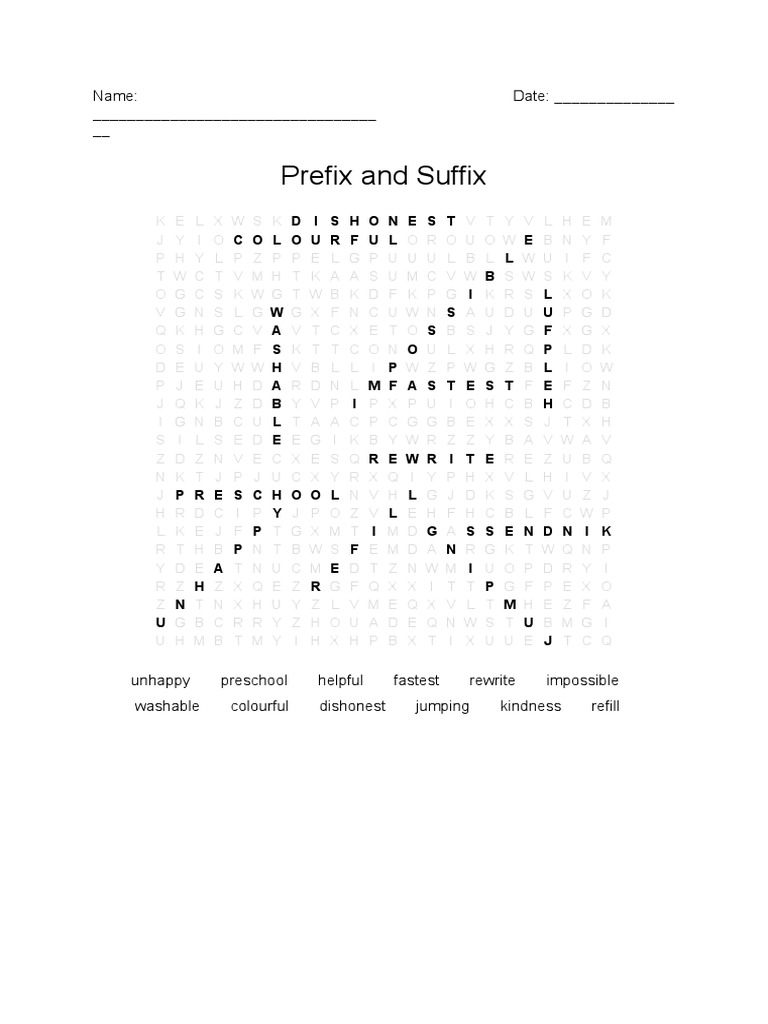 Prefix and Suffix Answer Key | PDF