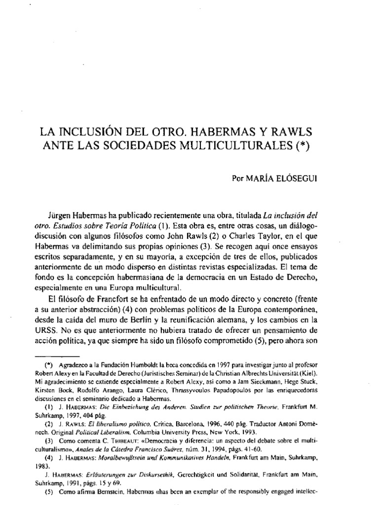 La Inclusion de Otro | PDF | John Rawls | Verdad