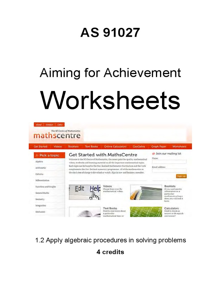 Aiming For Achievement: Worksheets | PDF | Area | Quadratic Equation