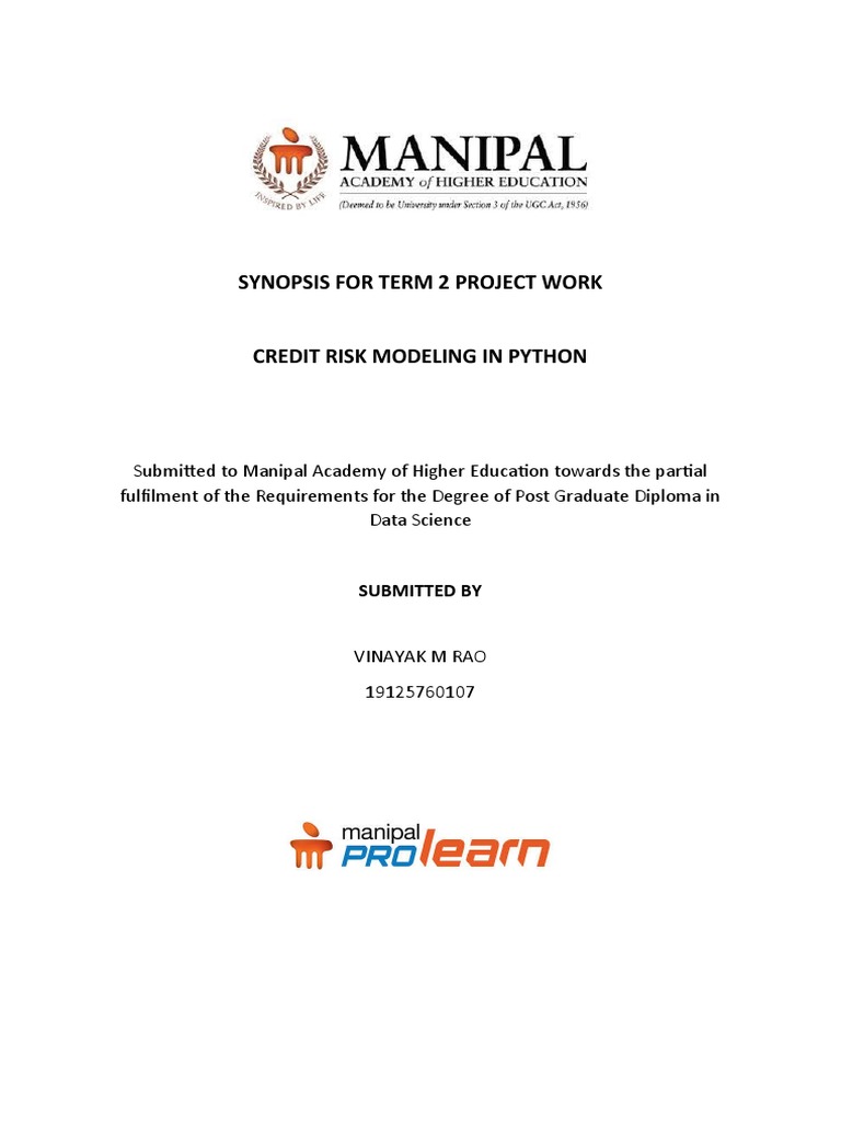 Project Synopsis Cover Page | PDF | Loans | Credit