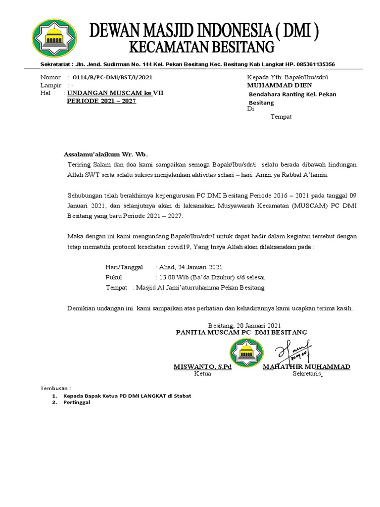 Undangan Muscam Dmi | PDF