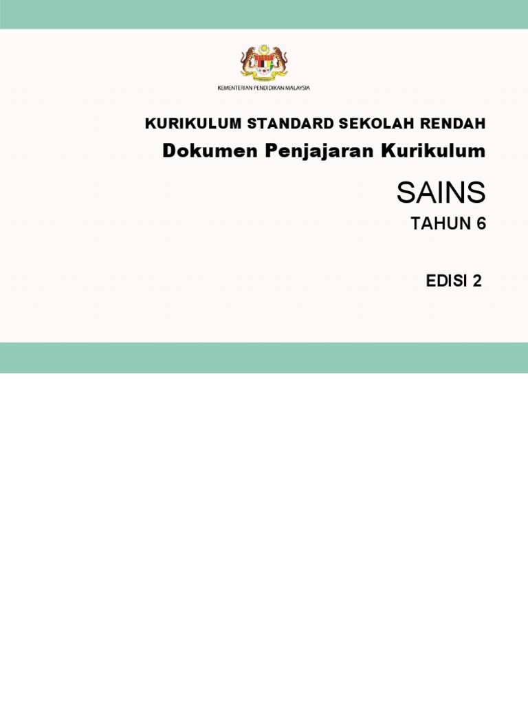 Dokumen Penjajaran Kurikulum 2 0 Kssr Sains Tahun 6 Pdf
