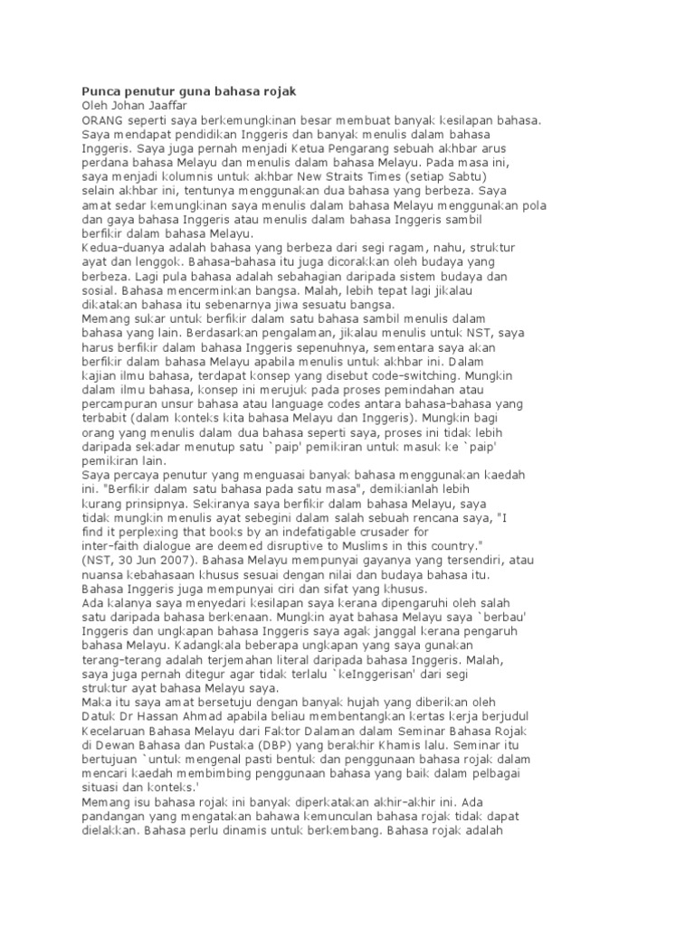 Bahasa Rojak | PDF