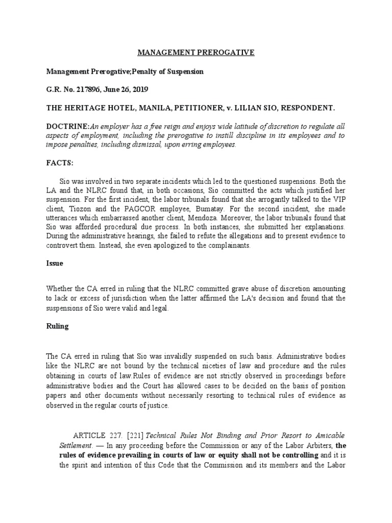 Management Prerogative 2019 | PDF | Employment | Layoff