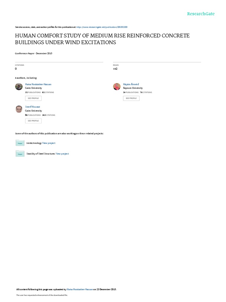 Human Comfort Study of Medium Rise Reinforced Concrete Buildings Under ...