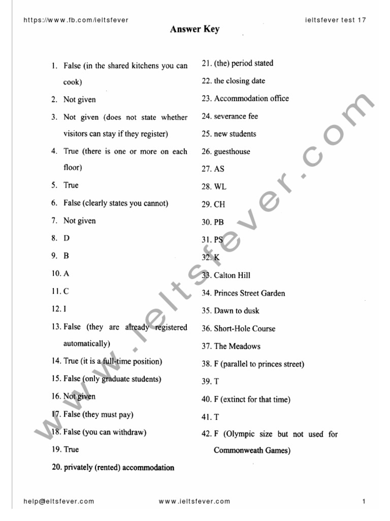 Answer Ieltsfever General Reading Practice Test 17 PDF | PDF