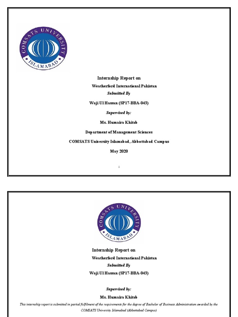 Internship Report On: Weatherford International Pakistan | PDF | Human ...