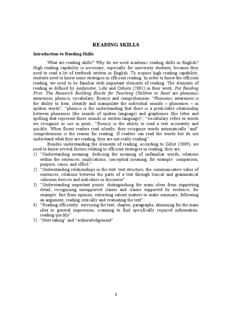 Introduction To Reading Skills | Download Free PDF | Phonics | Comma