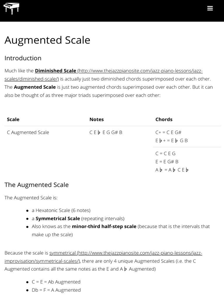 Augmented Scale - Escala Aumentada - The Jazz Piano Site | PDF | Scale ...