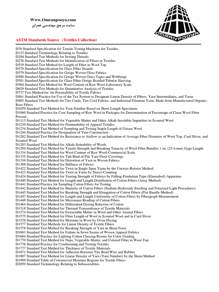 ASTM Standards Source (Textiles Collection) | PDF | Textiles | Yarn