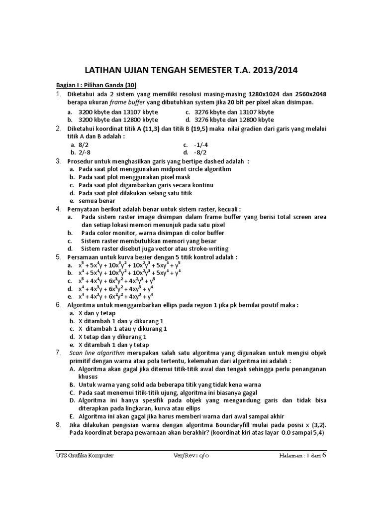 Latihan UTS Grafkom | PDF | Metode & Bahan Ajar | Teknologi & Rekayasa
