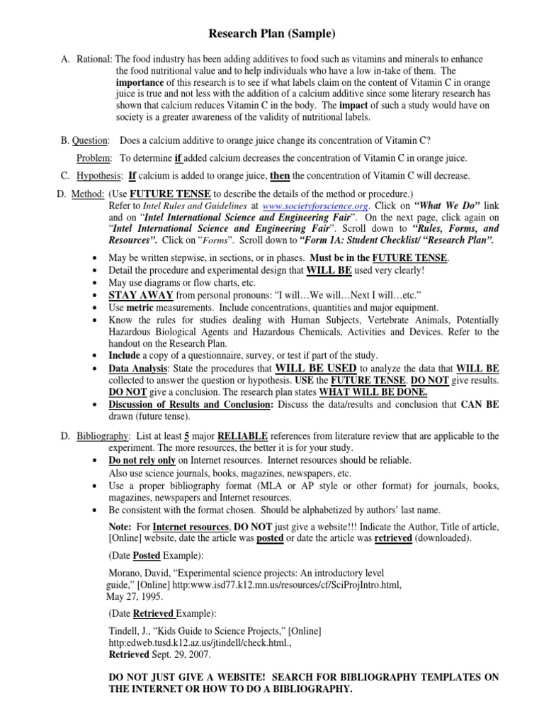 Research Plan Sample | PDF | Experiment | Survey