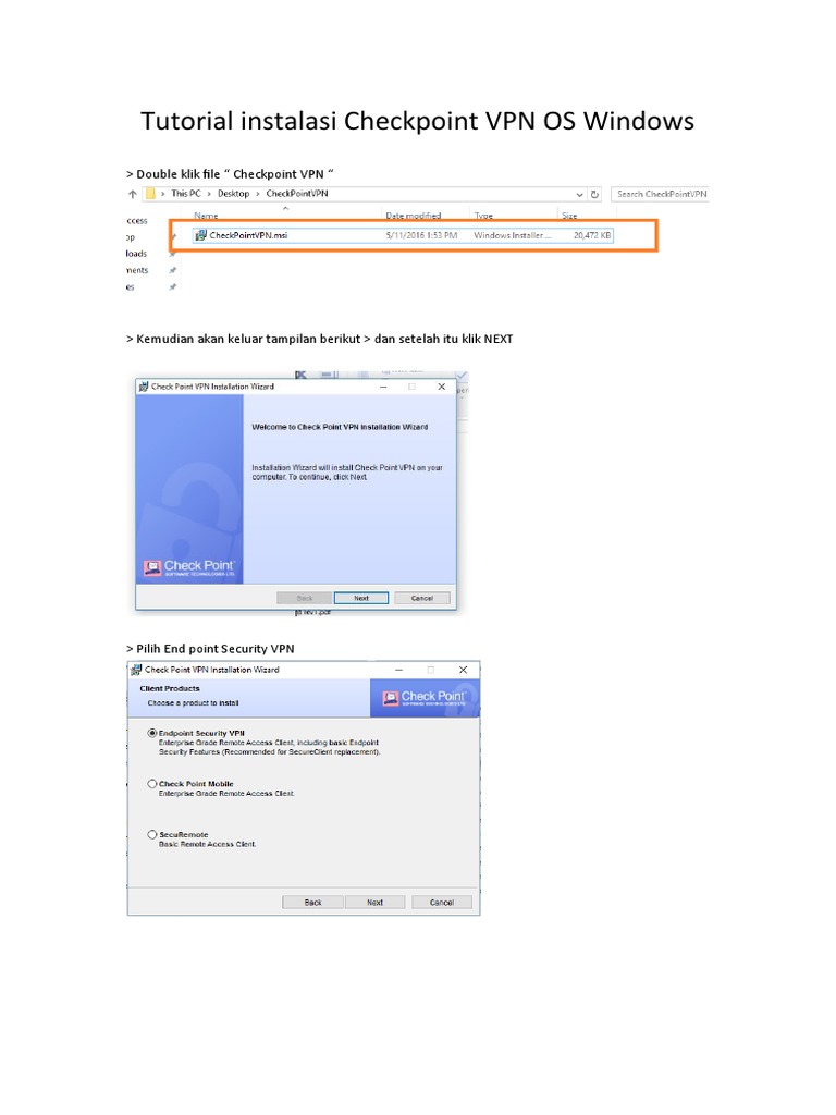 Tutorial Install App Checkpoint VPN OS WINDOWS | PDF