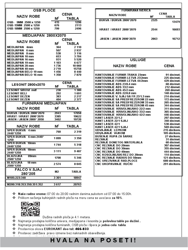 HOBBY SYSTEM Cenovnik | PDF