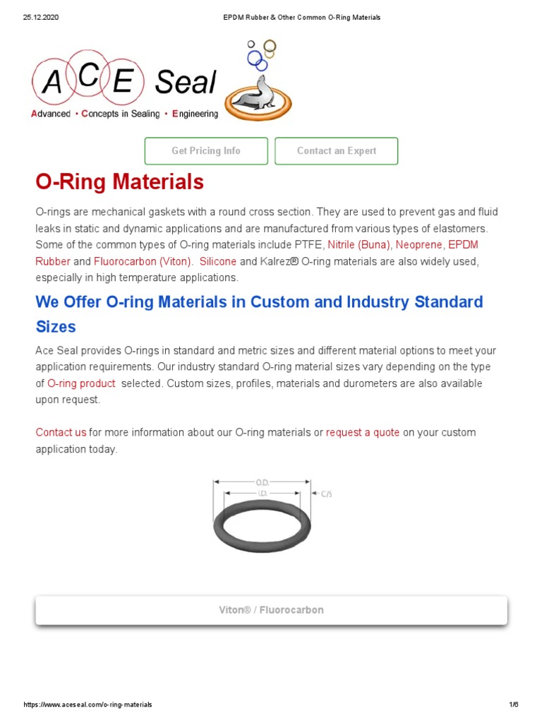 EPDM Rubber & Other Common O-Ring Materials | PDF | Silicone | Building ...