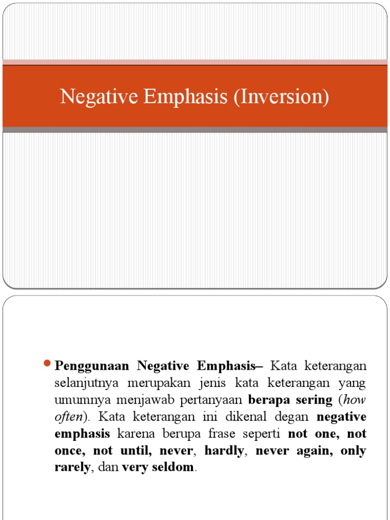Negative Emphasis (Inversion) | PDF | Language Mechanics | Grammar