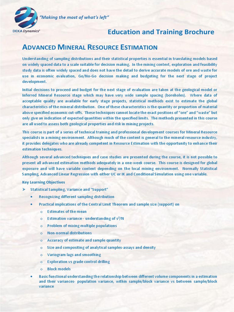 Advanced Mineral Resource Estimation | PDF | Monte Carlo Method | Variance