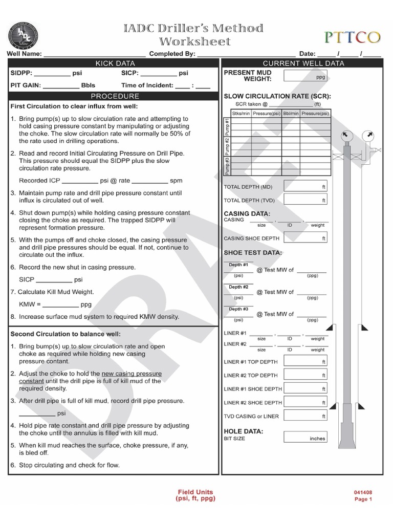 Iadc Driller Method Kill Sheet | PDF