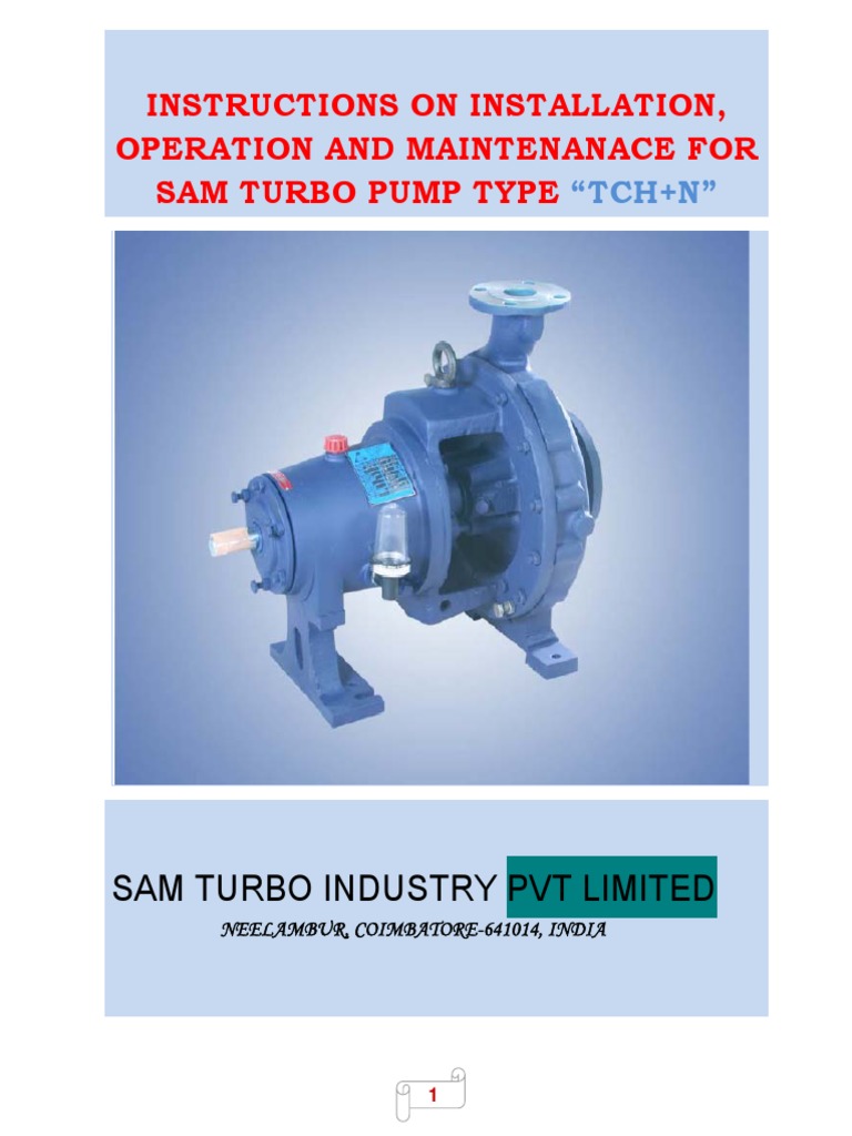 Instructions On Installation, Operation and Maintenanace For Sam Turbo ...