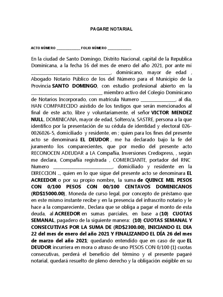 Pagare Notarial | PDF | Pagos | Responsabilidad (contabilidad financiera)