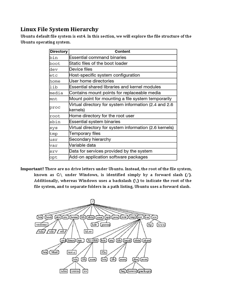 Linux File System Hierarchy: Directory Content | PDF | File System ...