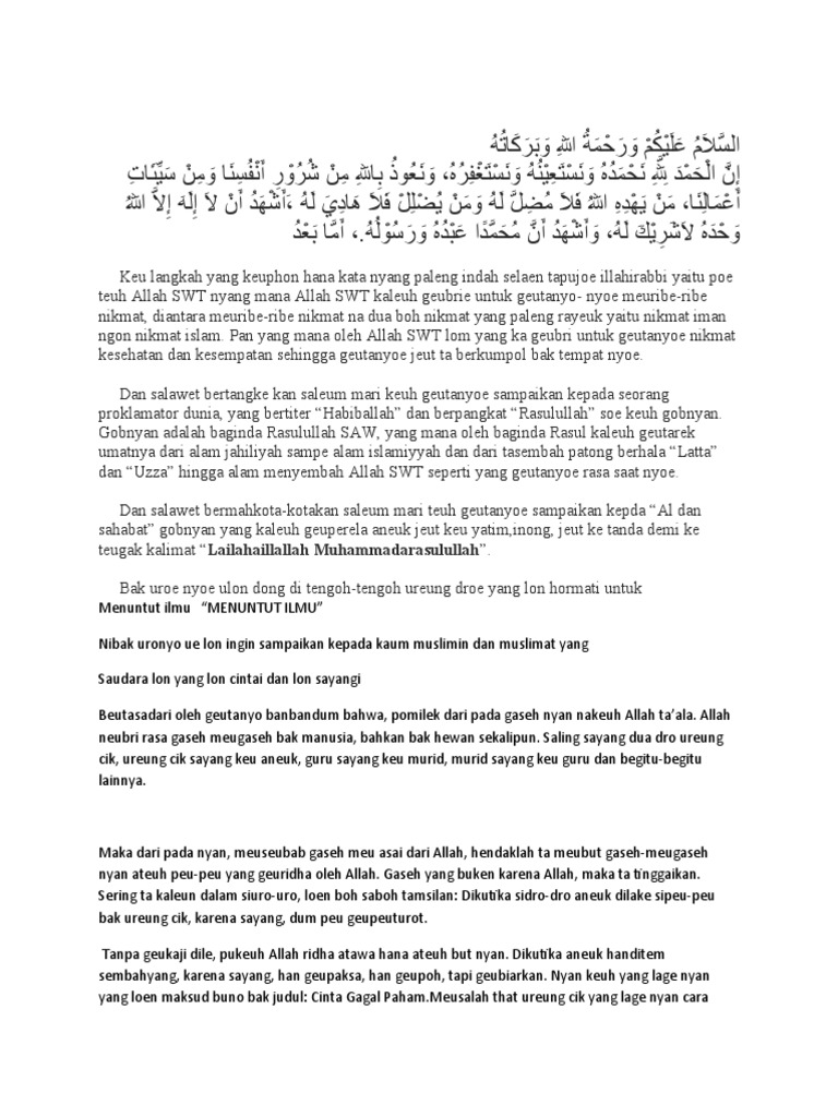 Pidato Bahasa Aceh Oya | PDF