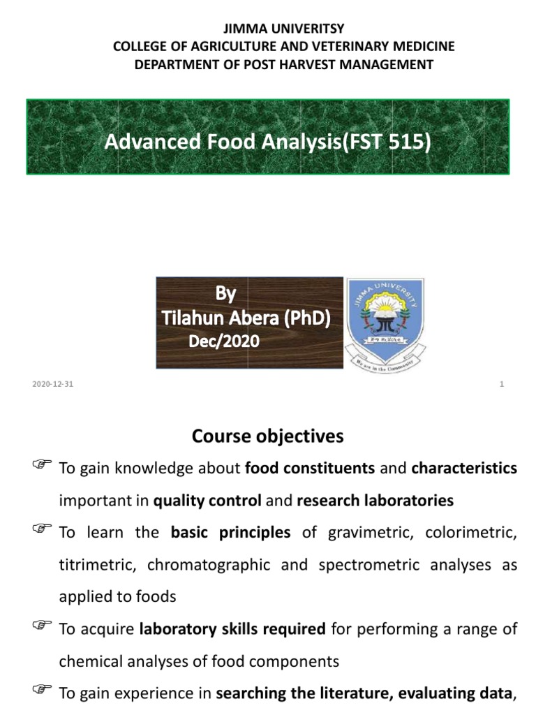 Advanced Food Analysis FST515-N 3 | PDF | Sampling (Statistics ...