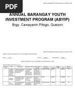 Annual Barangay Youth Investment Program (Abyip) Cy - CENTER OF ...