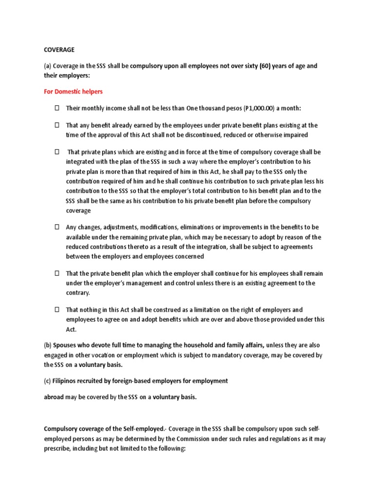 Sss Coverage | PDF | Employment | Government