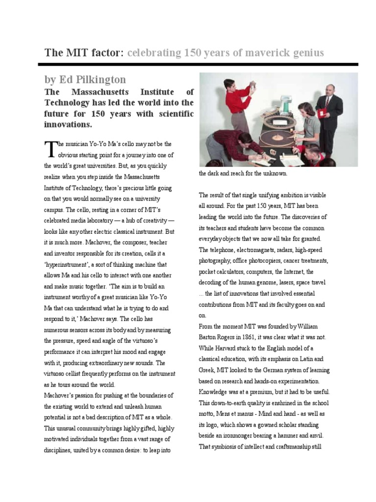 By Ed Pilkington: The MIT Factor | PDF | Massachusetts Institute Of ...