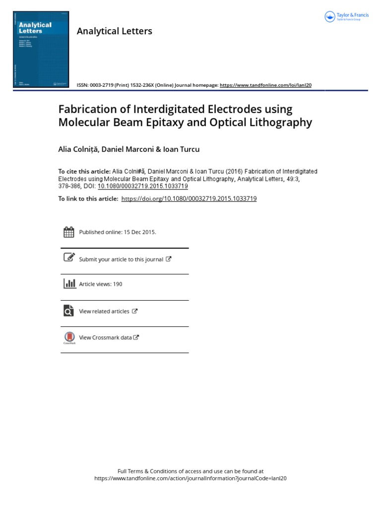 Fabrication of Interdigitated Electrodes Using Molecular Beam Epitaxy ...