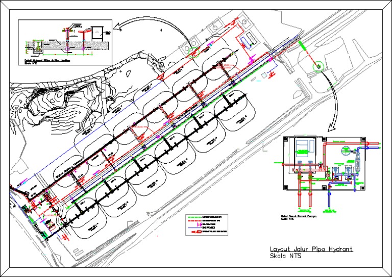 Layout Jalur Hydrant Pillar & Fire Monitor | PDF | Water Management ...