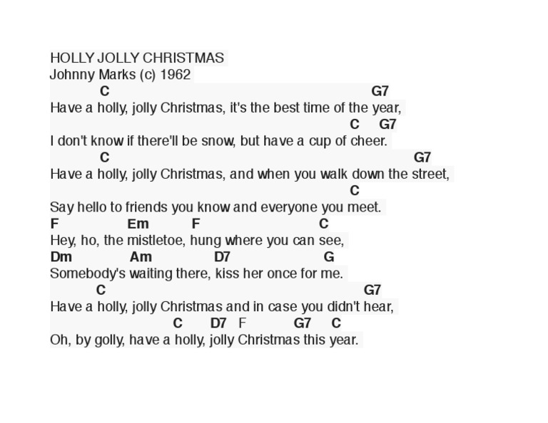 Holly Jolly Christmas Uke Chords | PDF