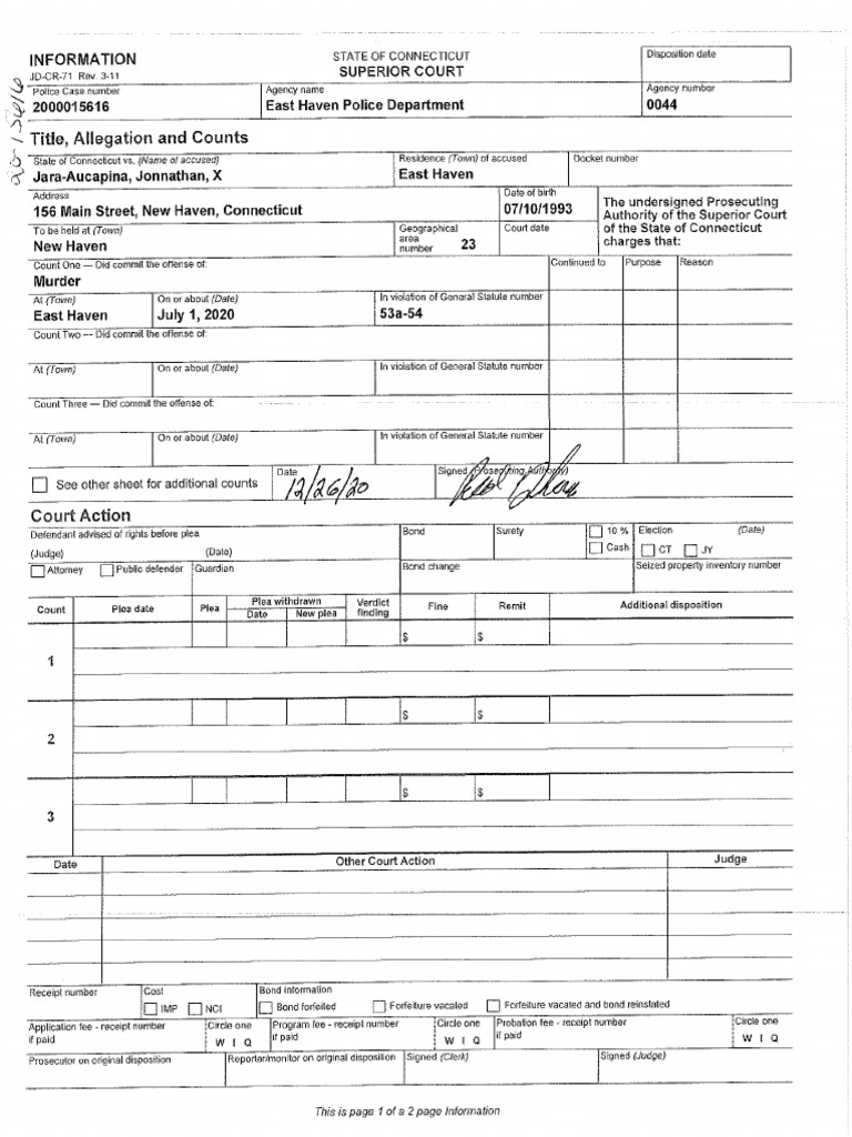 Jonnathan X. Jara-Aucapina Arrest Warrant (Redacted) | PDF