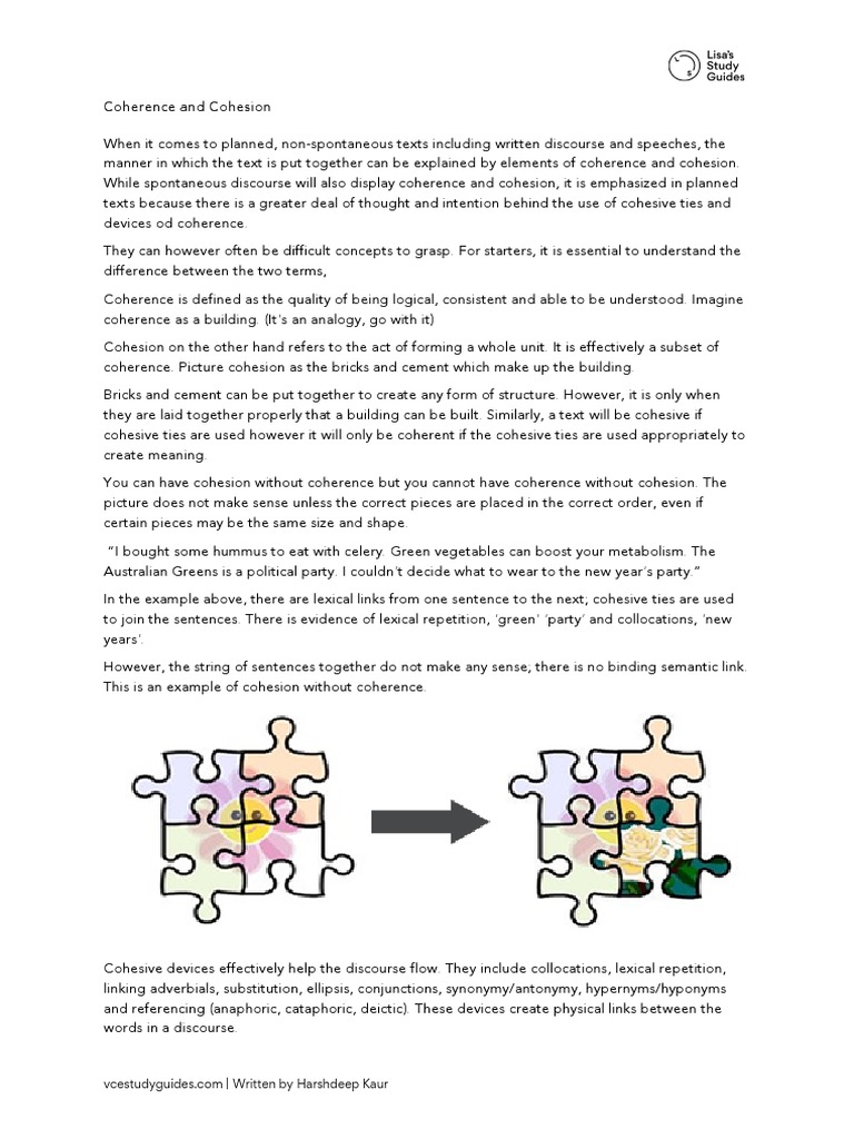 Coherence and Cohesion - Lisa's Study Guides | PDF | Discourse ...