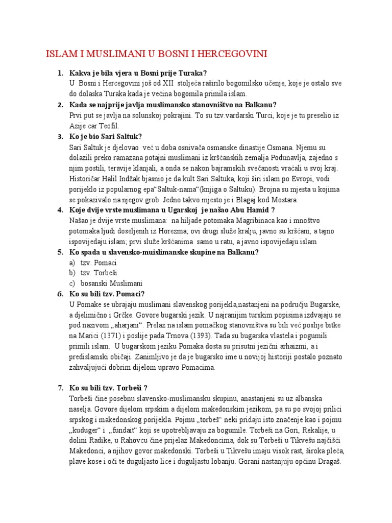 Islam I Muslimani U Bosni I Hercegovini | PDF