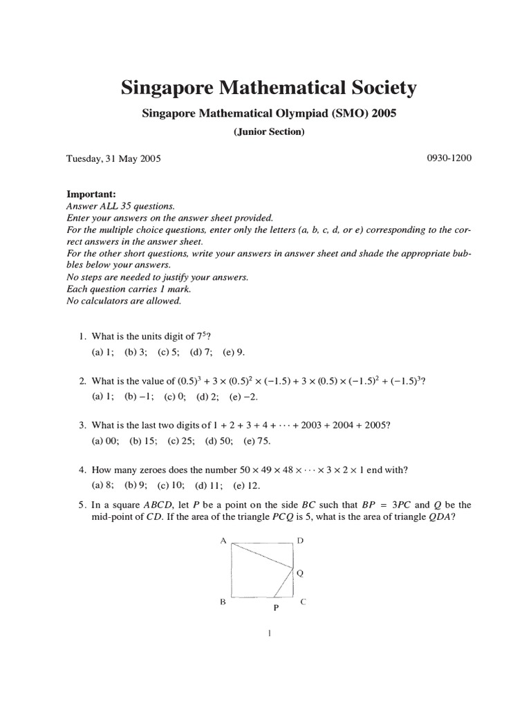 SMO 2005 Overview and Analysis | PDF | Teaching Mathematics