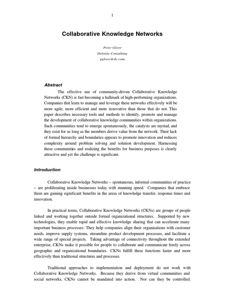 Leveraging Collaborative Knowledge Networks: Strategies for Identifying ...