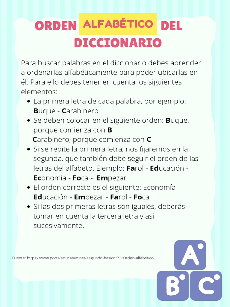 Orden Alfabético en Diccionarios | PDF | Artes del Lenguaje y Comunicación