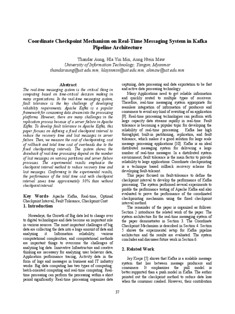 Coordinate Checkpoint Mechanism On Real-Time Messaging System in Kafka Pipeline Architecture ...